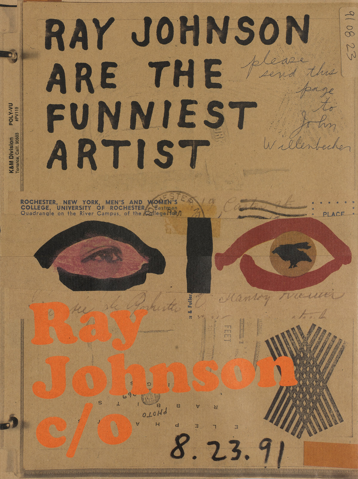 Ray Johnson c/o – The Art Institute of Chicago Museum Shop